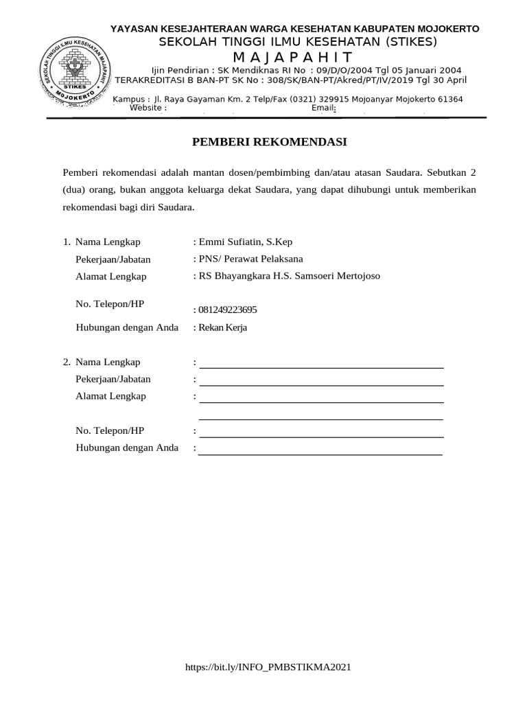 Formulir Rekomendasi Pimpinan RPL A2 | PDF