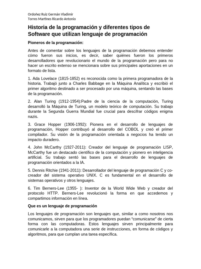 Historia de La Programacion | PDF