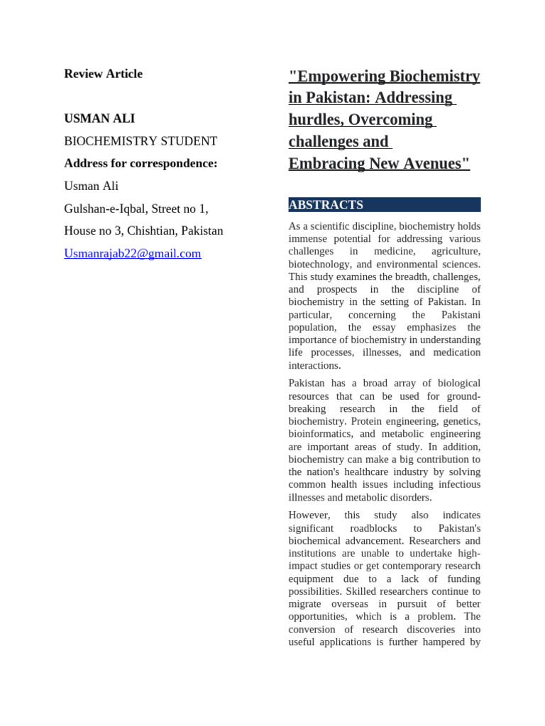 Article by Usman Ali | PDF