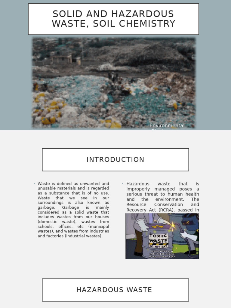 Solid and Hazardous Waste, Soil Chemistry EBCHM Lec3 | PDF