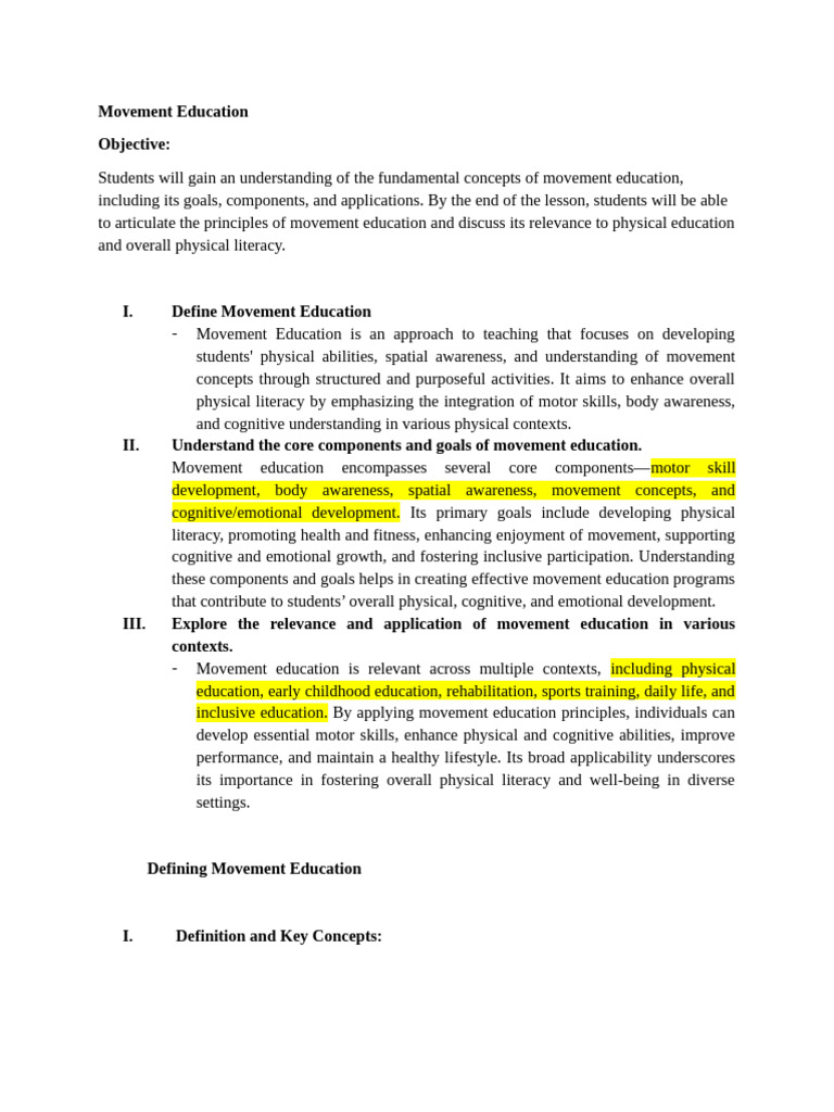 Movement Education | PDF