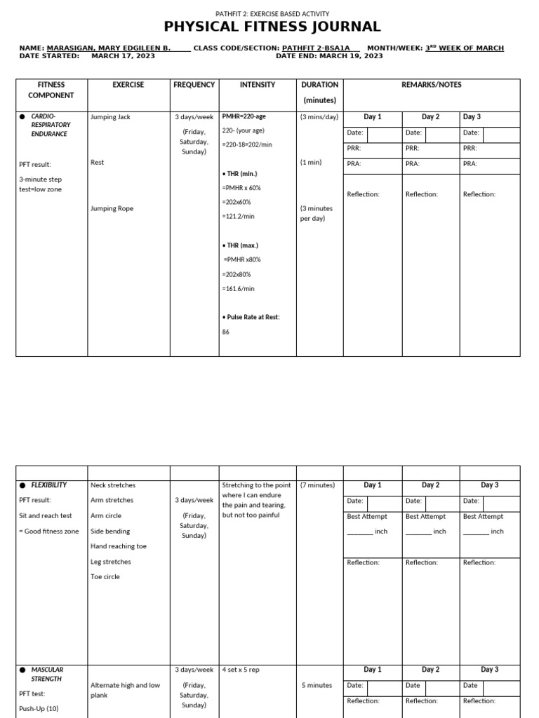 Physical Fitness Journal | PDF