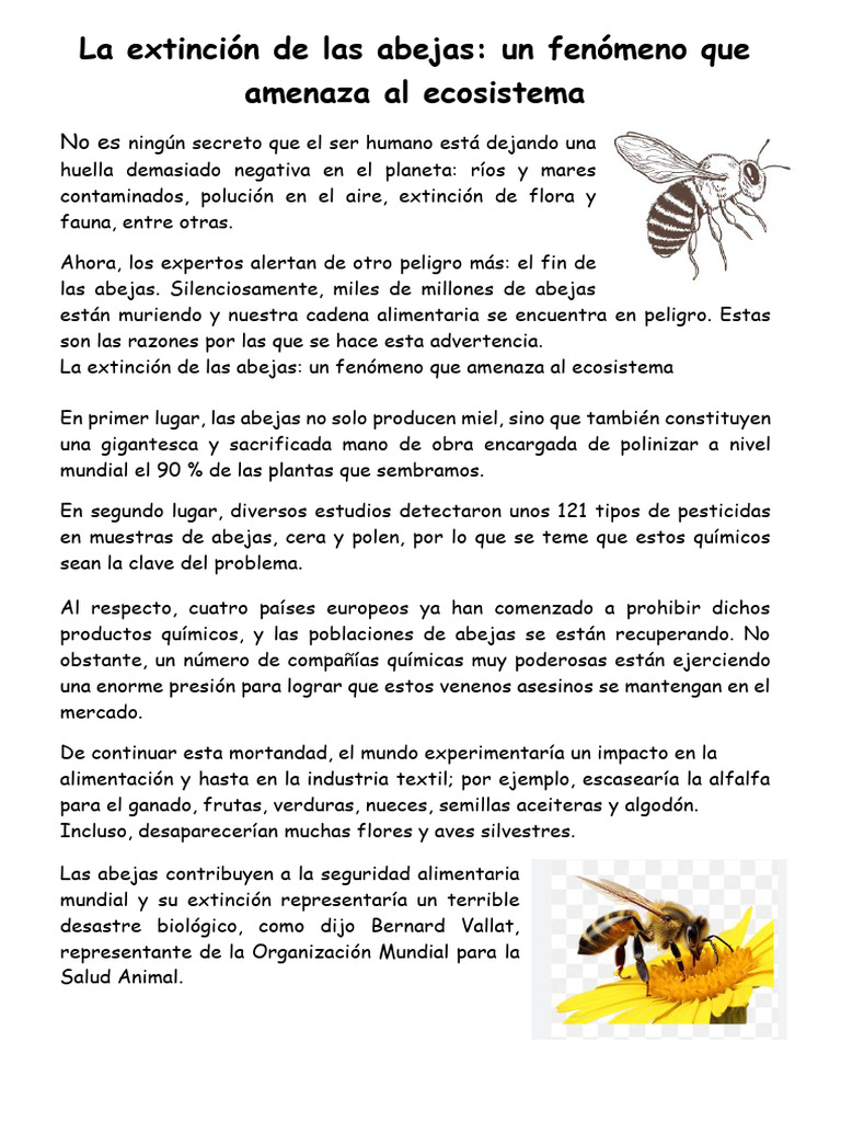 COM plan lector la extinsion de las abejas | PDF