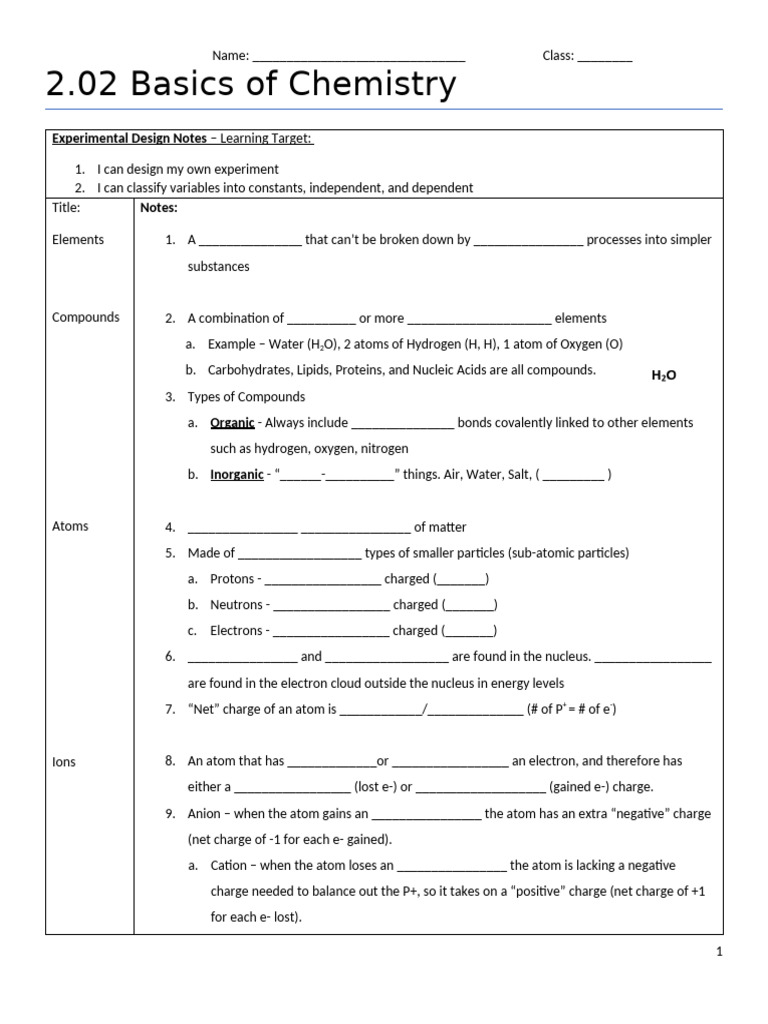 2.02 Basics of Chemistry | PDF