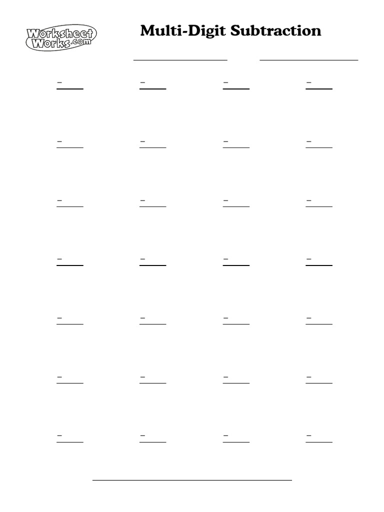 Worksheetworks Multidigit Subtraction 1 Pdf