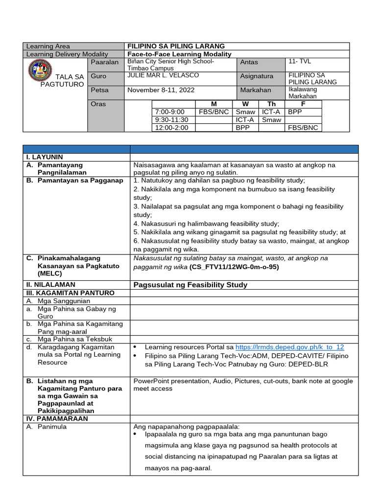 LE - FPL - Week1 - Pagsusulat NG FS | PDF