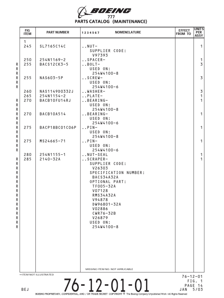 Item 2 Nomenclature Part Number Effect Units PER From To 1 Assy 3 4 5 6 ...