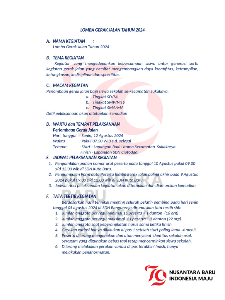 Peserta Lomba Gerak Jalan Tahun 2024 - Nama Sekolah | PDF