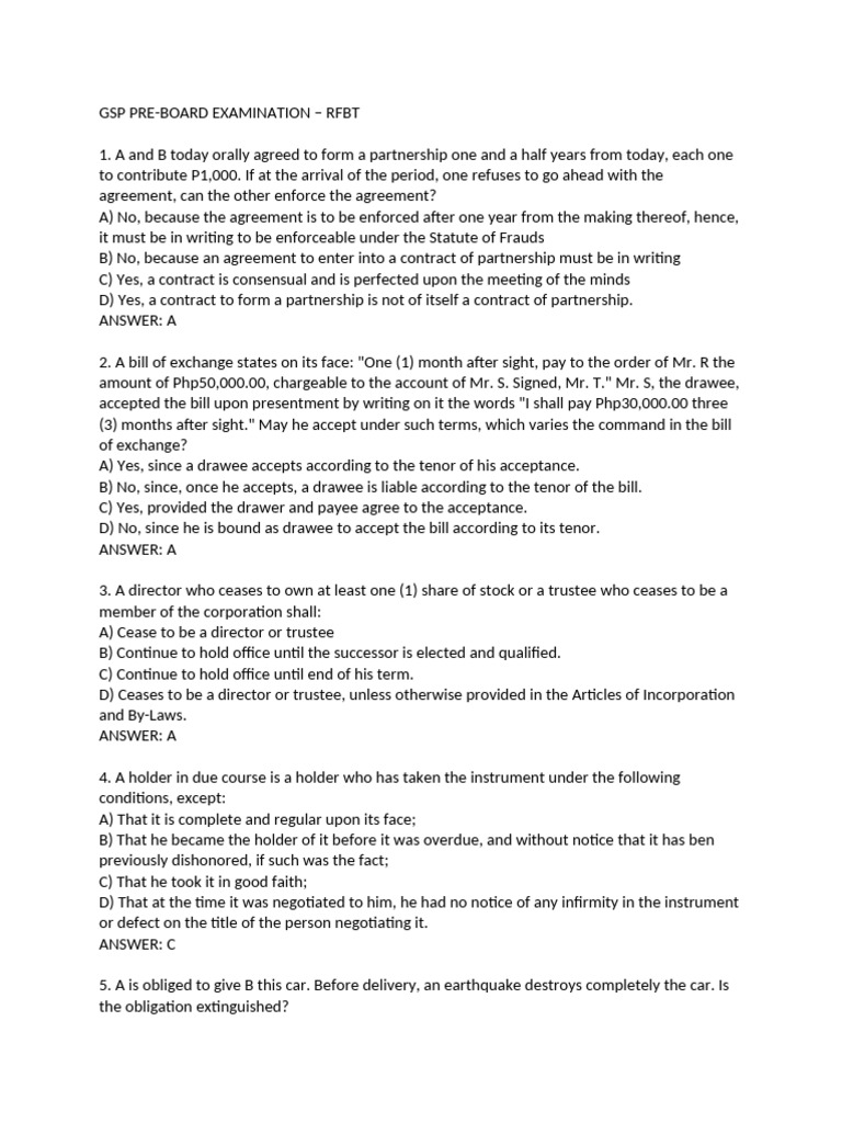 GSP Pre Board - RFBT | PDF