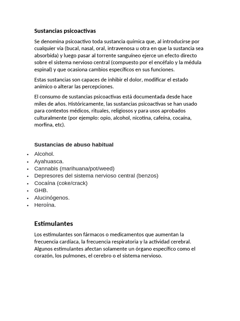 Sustancias Psicoactivas | PDF