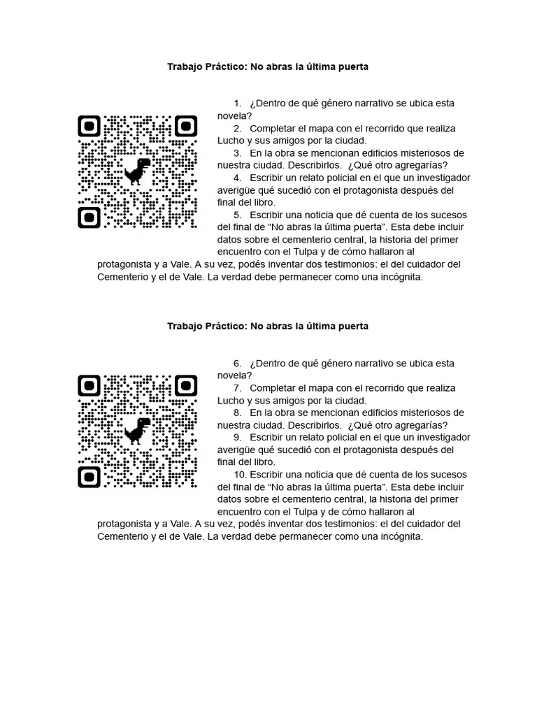 Trabajo Práctico - No Abras La Última Puerta | PDF | Libros para ...