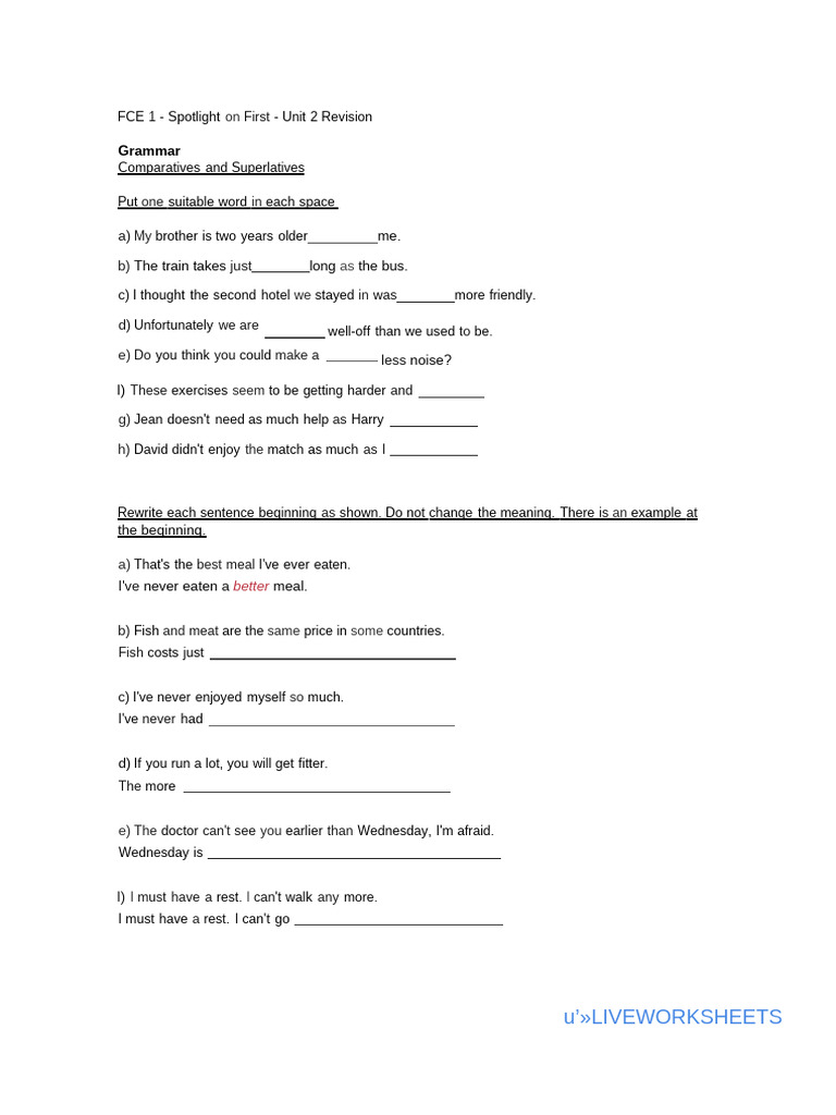 Comparatives FCE | PDF