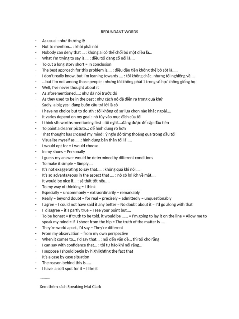 Redundant Words | PDF