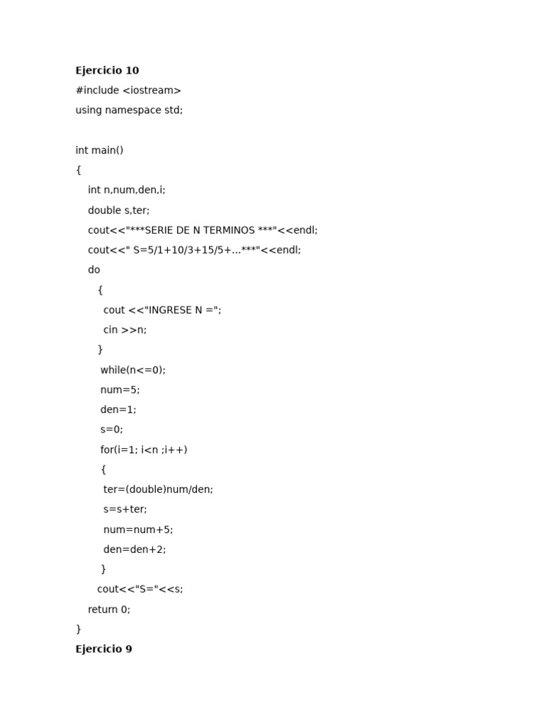 Ejercicios de Programacion C++docx | PDF