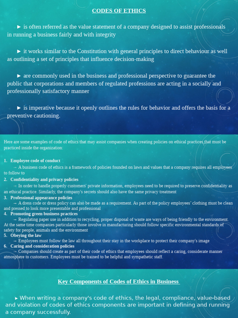 Codes of Ethics | PDF
