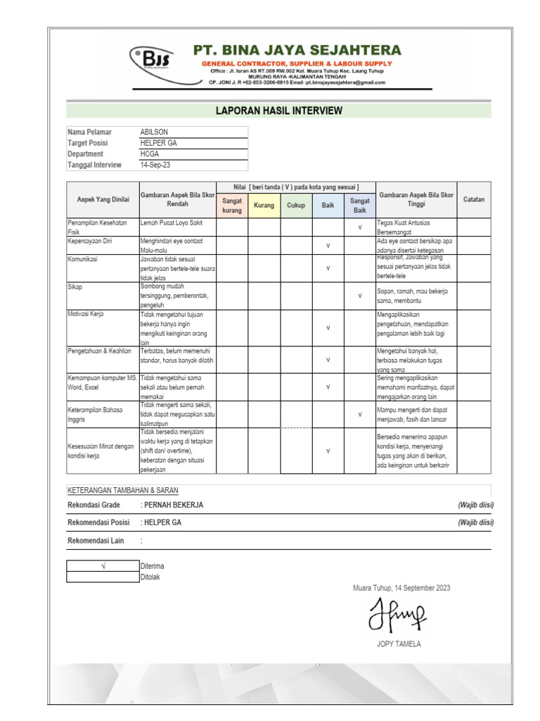 Hasil Interview Abilson | PDF