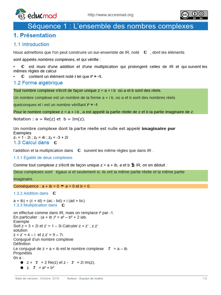 Séquence 1 Complexe Finale | PDF