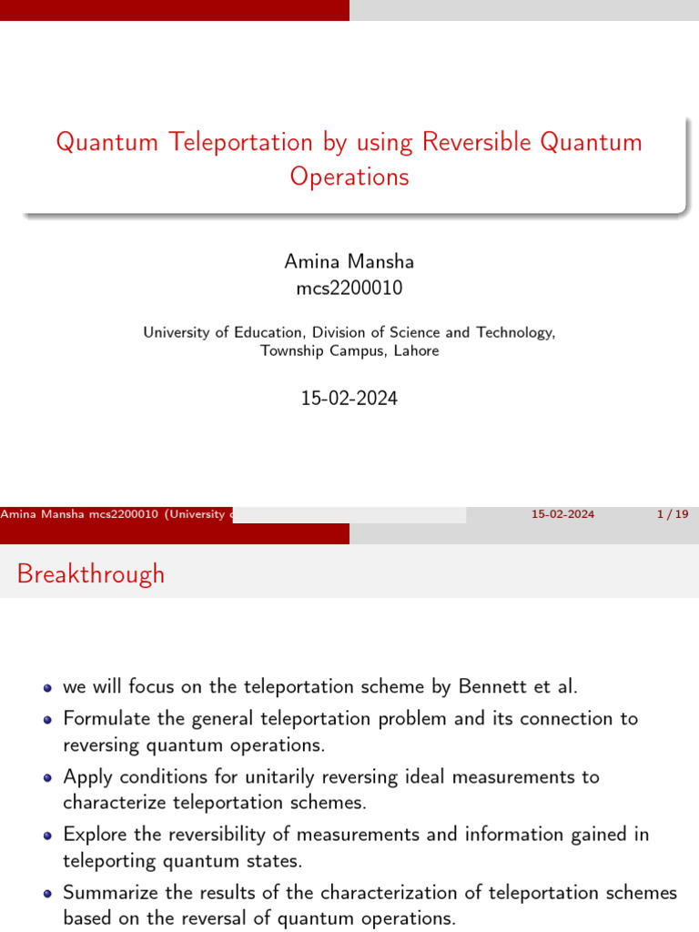 Beamer Presentation | PDF