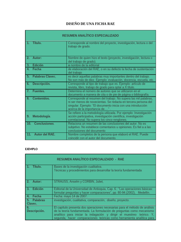 Diseño de Una Ficha Rae | PDF