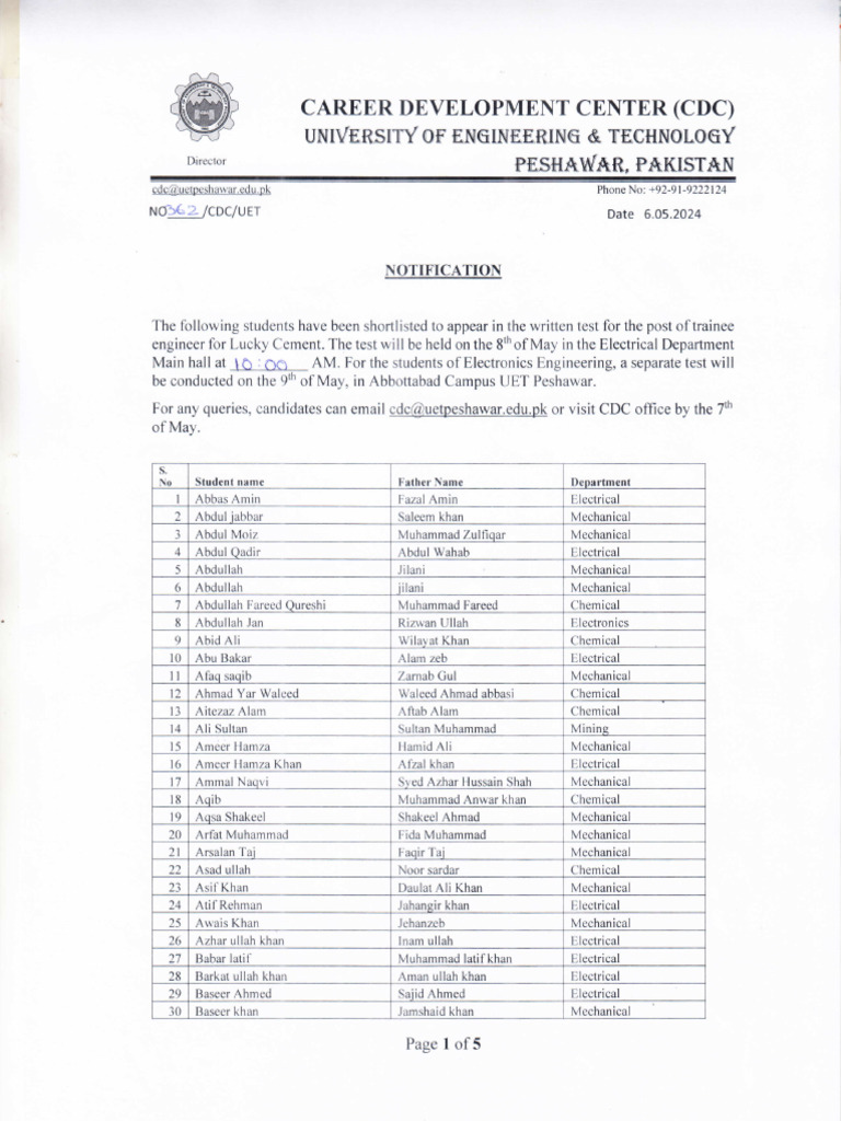 CDC Notification Written Test Trainee Engineer | PDF