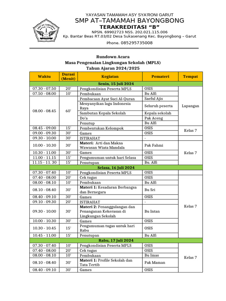 Rundown Acara MPLS 2024 | PDF