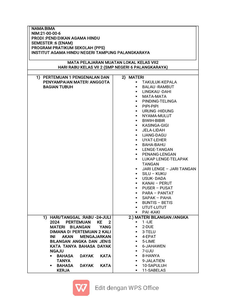 Materi Mulok Kelas VII 2 | PDF