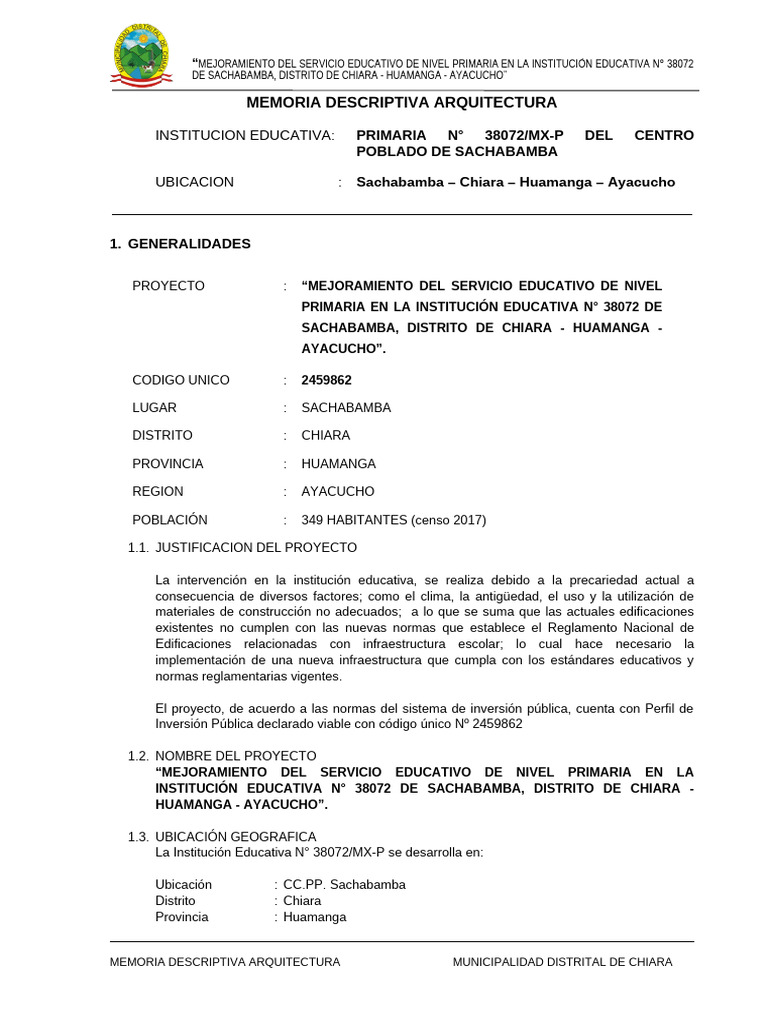 Aa 1. Memoria Descriptiva Arquitectura | PDF | Clima templado | Clima