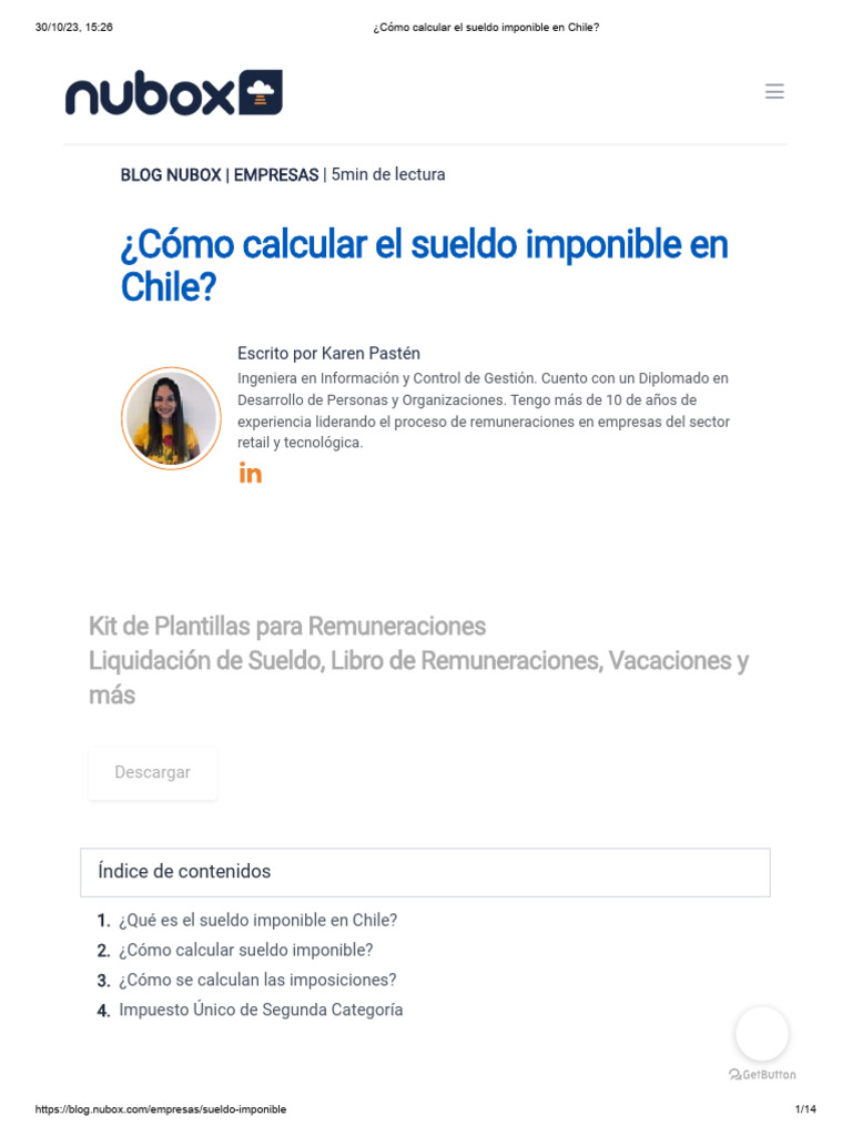 ¿Cómo Calcular El Sueldo Imponible en Chile | PDF