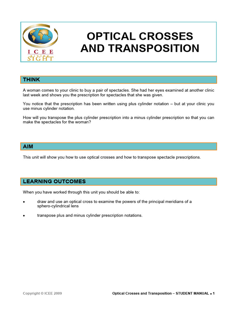 06 Optical Crosses Transposition-Student | PDF