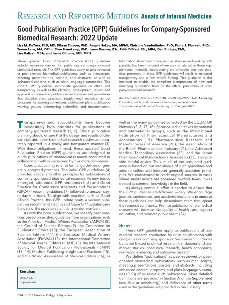 Detora Et Al 2022 Good Publication Practice (GPP) Guidelines For ...