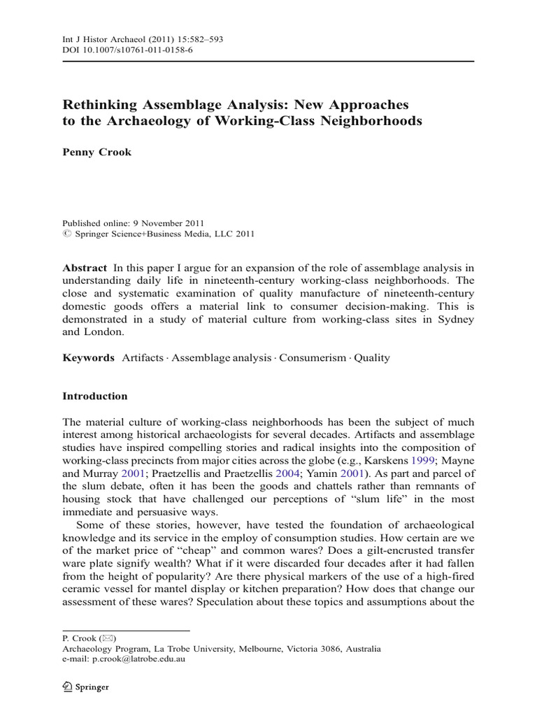Crook 2011 - Rethinking Assemblage Analysis New Approaches To The ...