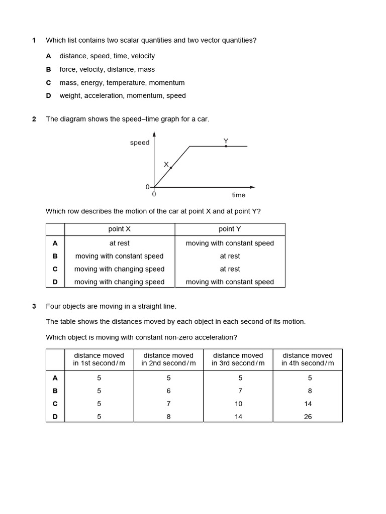 Forces & Motion (MCQ) 2023 | PDF