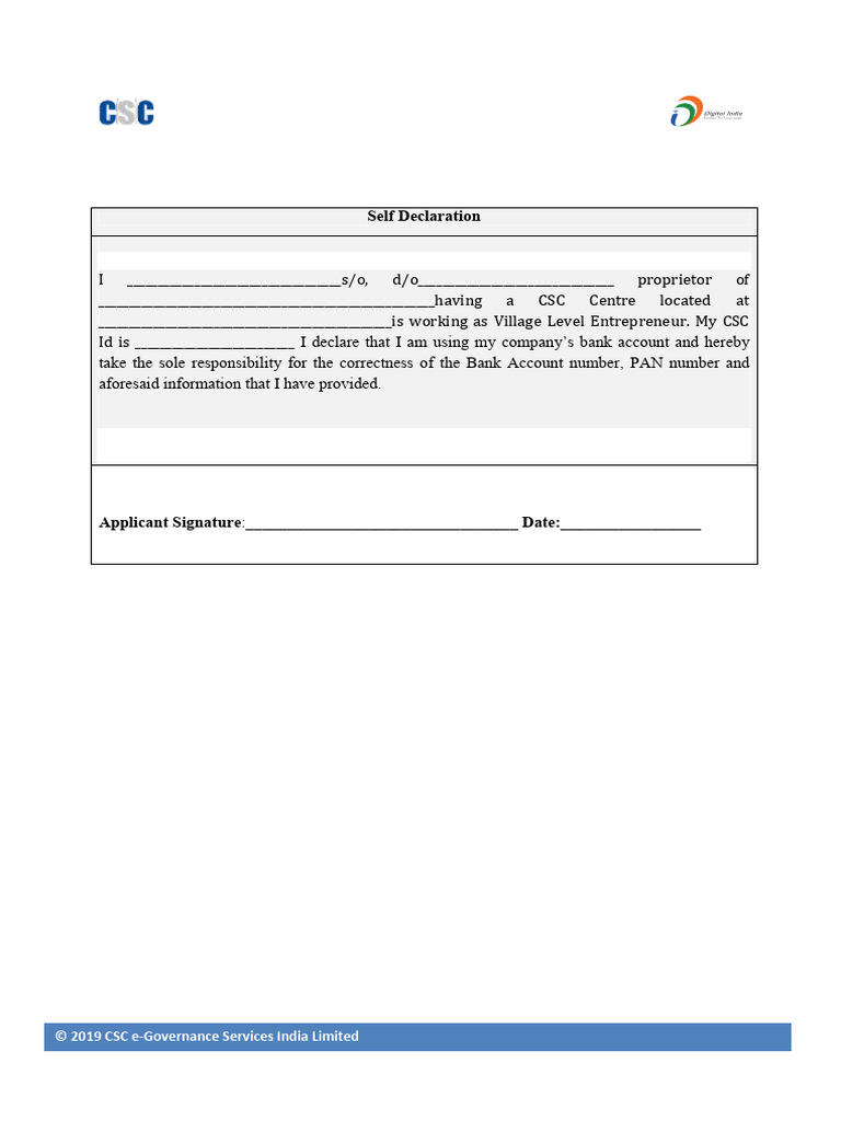 CSC Self Declaration Form | PDF