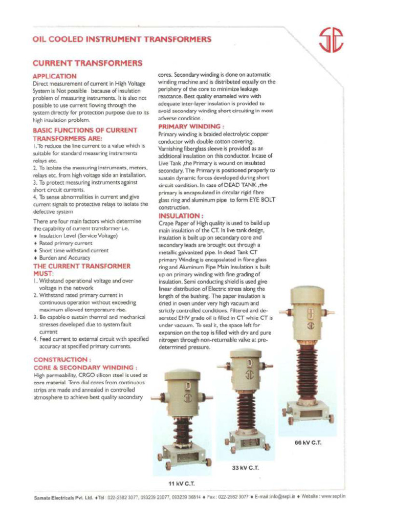 Current Transformer Oil Cooled Page | PDF