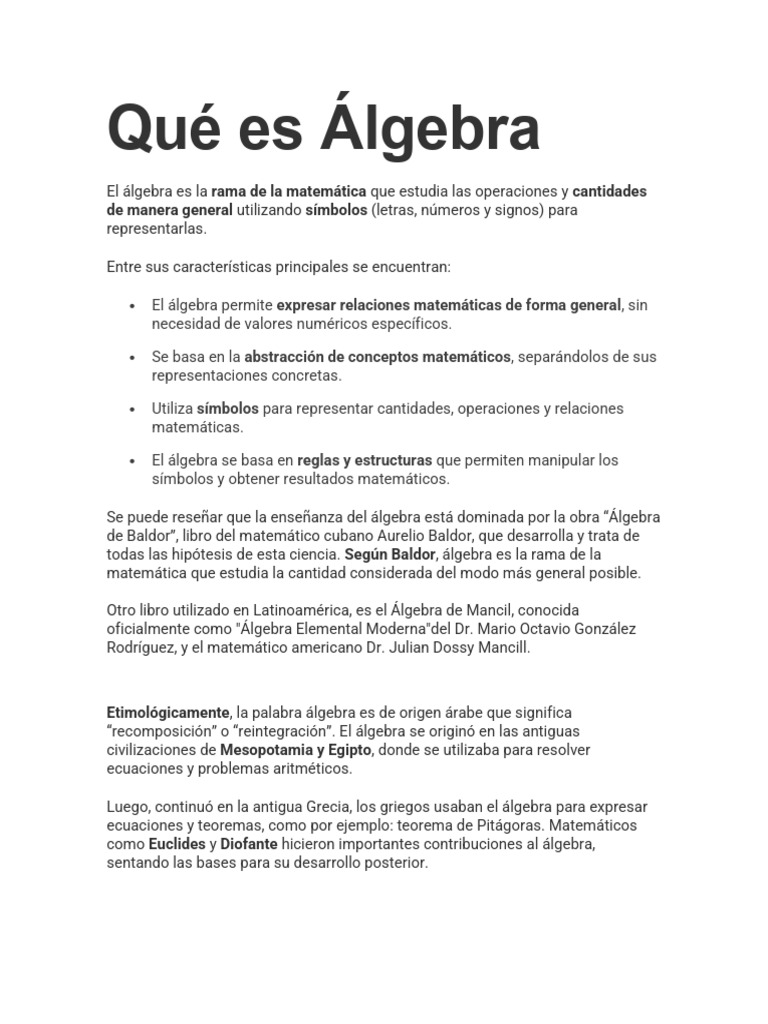 Qué Es Álgebra | PDF