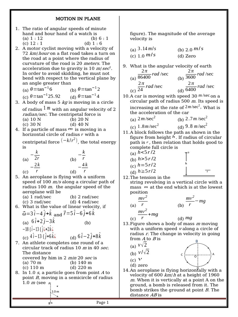 3.motion in A Plane | PDF | Acceleration | Mechanics