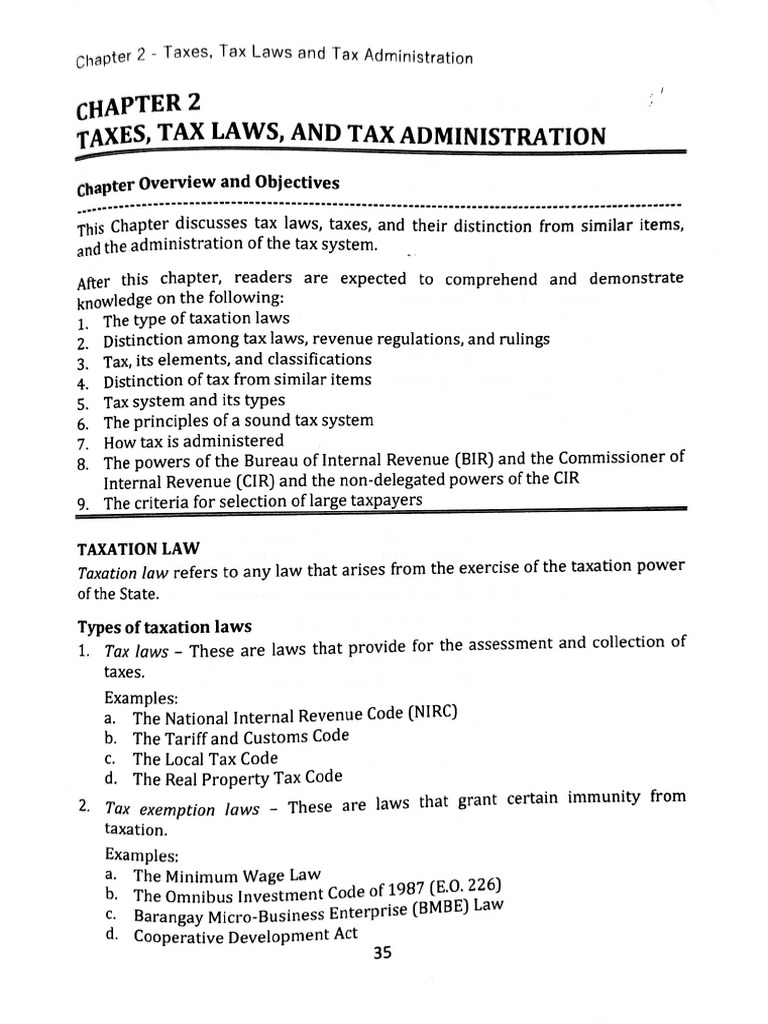 Chapter 2 - Taxes, Tax Laws, and Tax Administration | PDF