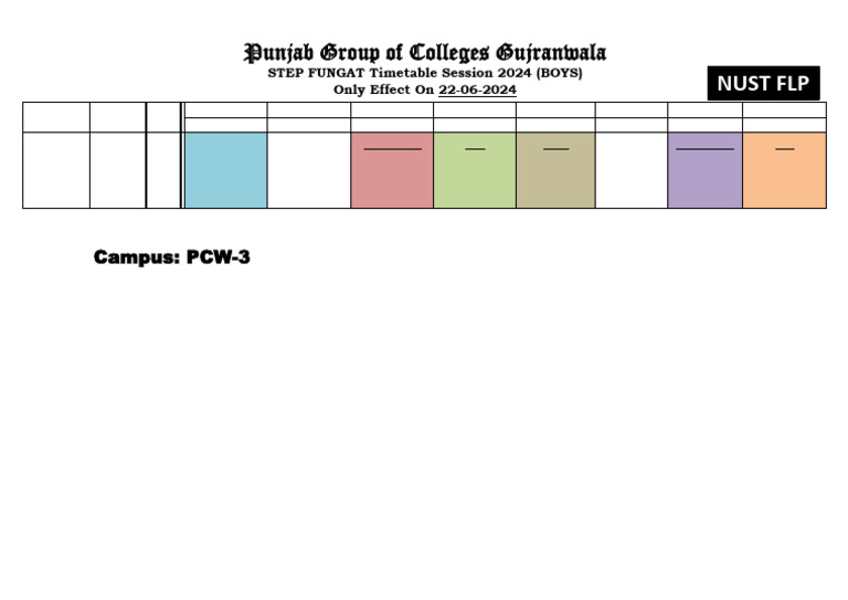 22-JUNE 2024-STEP NUST FLP Timetable 2024 (BOYS) | PDF
