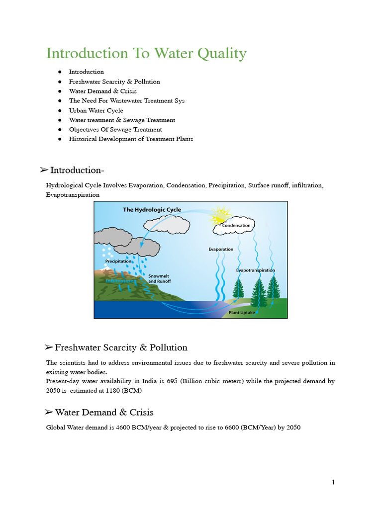 1-Introduction To Water Quality | PDF | Sewage Treatment | Home & Garden