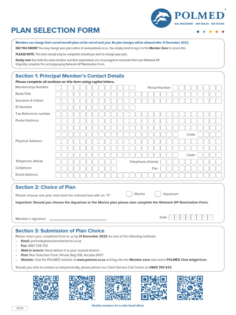 POLMED Plan Selection Form | PDF