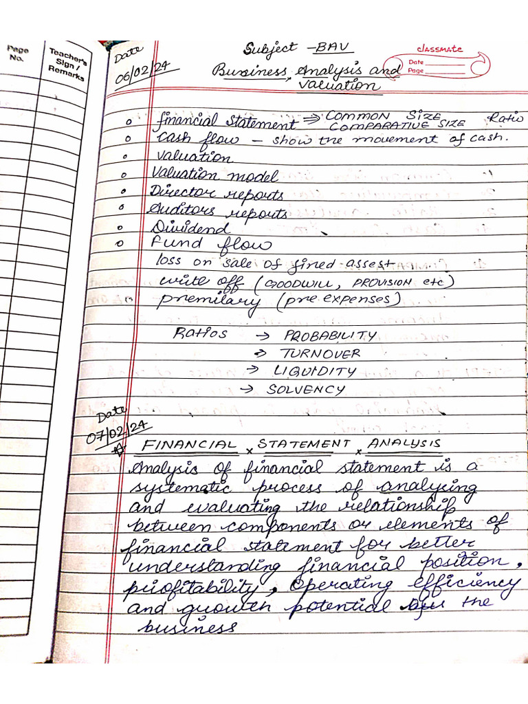 Business Analysis and Valuation (BAV) 6th Sem Exam | PDF