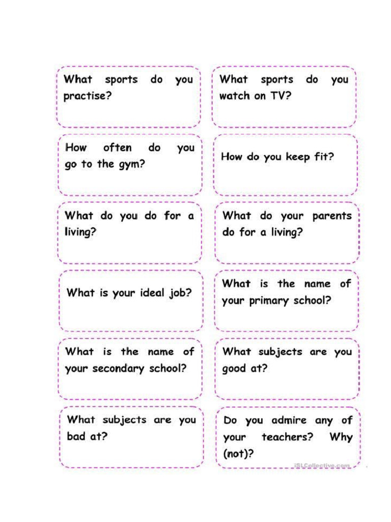 Speaking Cue Cards Pet Level | PDF