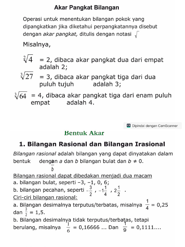 Bentuk Akar. MTK X-2 | PDF