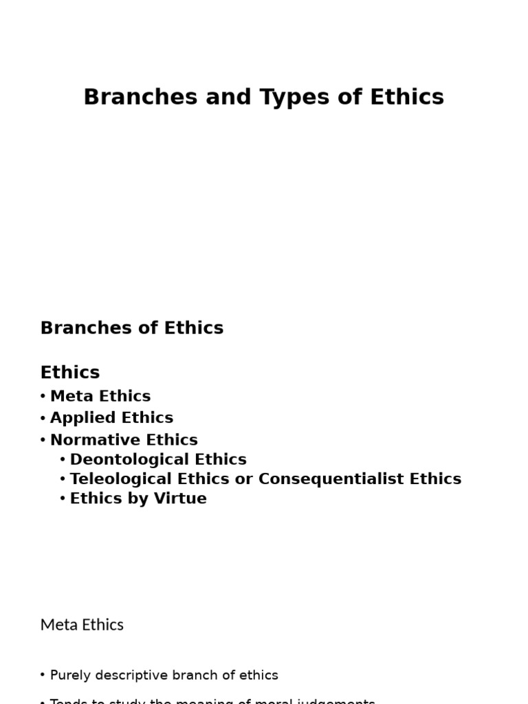 Branches and Types of Ethics | PDF