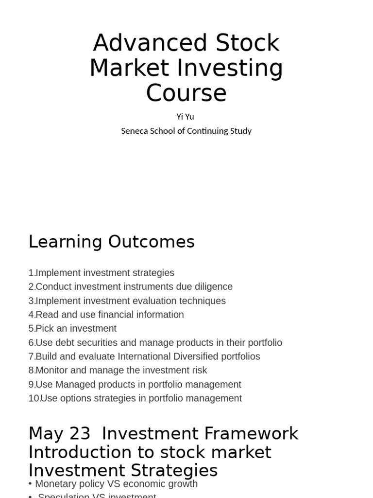 Advanced Stock Market Investing | PDF