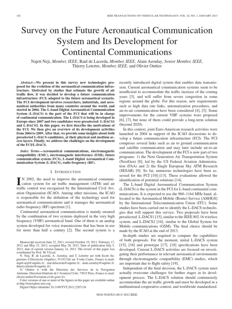 Survey On The Future Aeronautical Communication System and Its ...