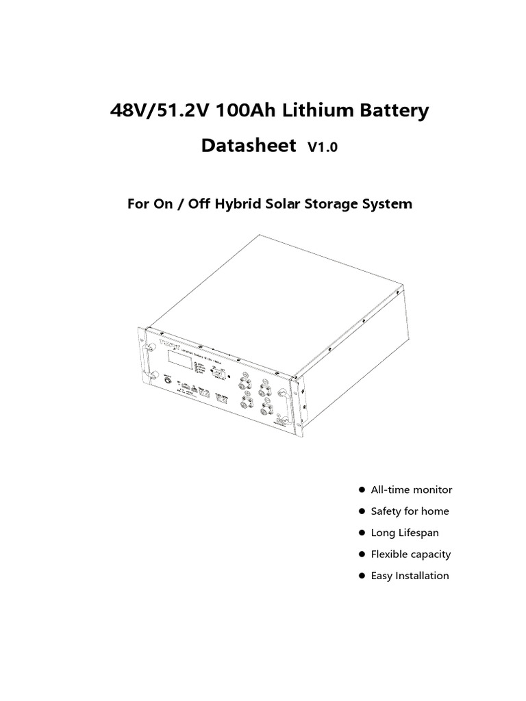 48V/51.2V 100ah Lithium Battery Datasheet | PDF