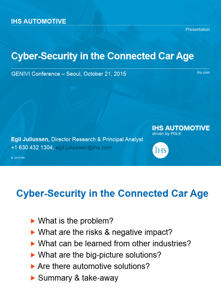 Cyber-Security in the Connected Car Age | PDF