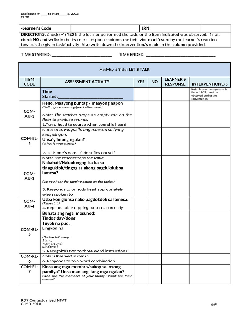 MFAT TOOL FINAL FOR ADMINISTRATION 3 Binisaya | PDF