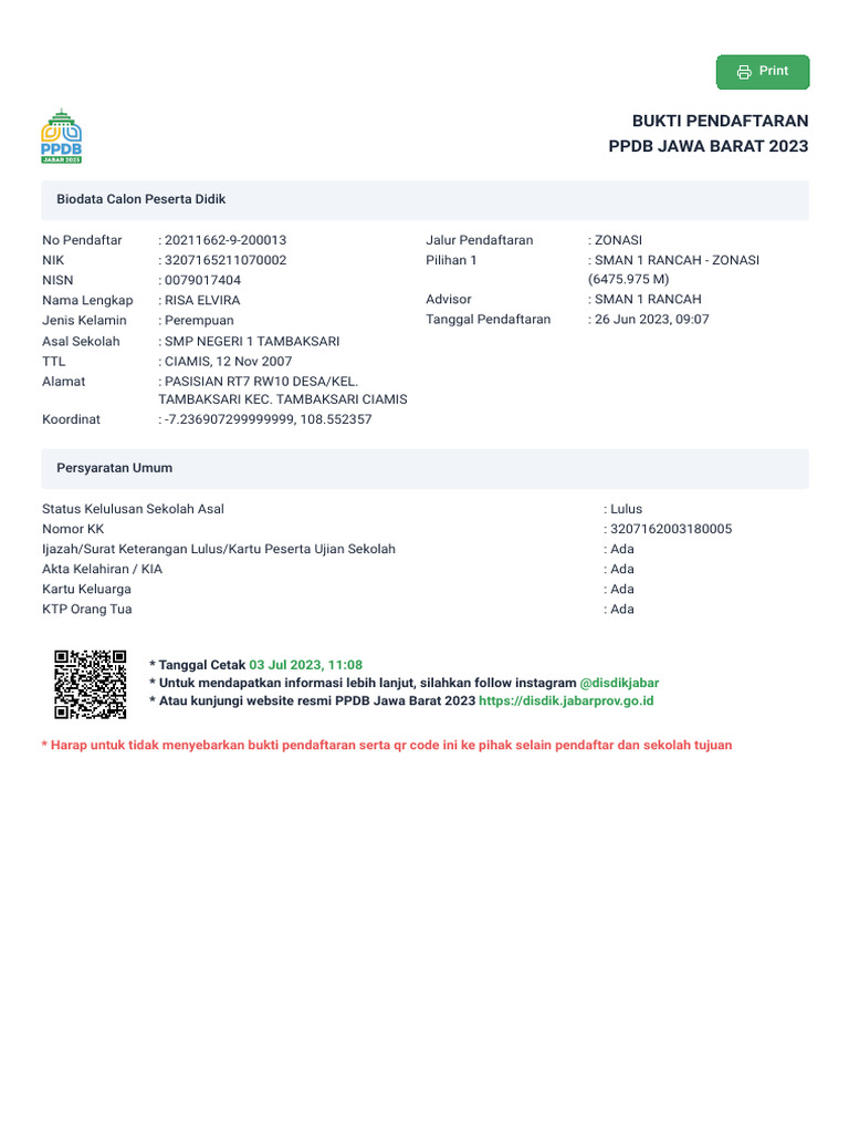 Risa Elvira Bukti Daftar | PDF